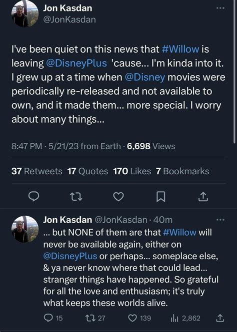 Jon Kasdan Speaks Out On Disney Plus Removing Willow R Willow