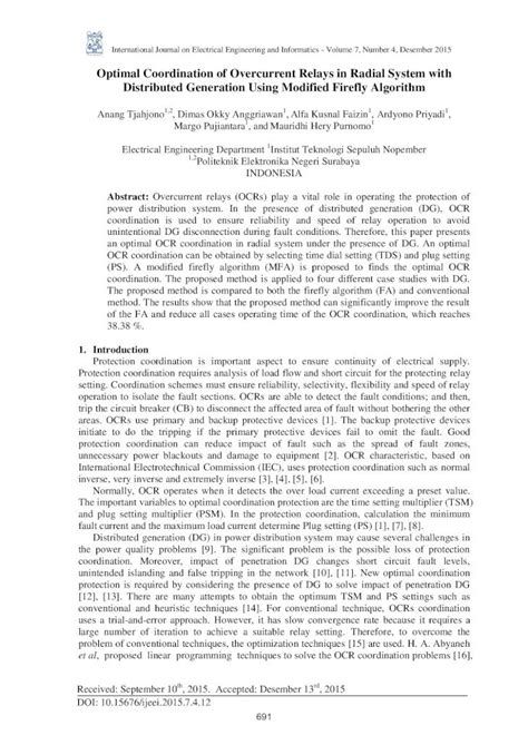 Pdf Optimal Coordination Of Overcurrent Relays In Radial System With