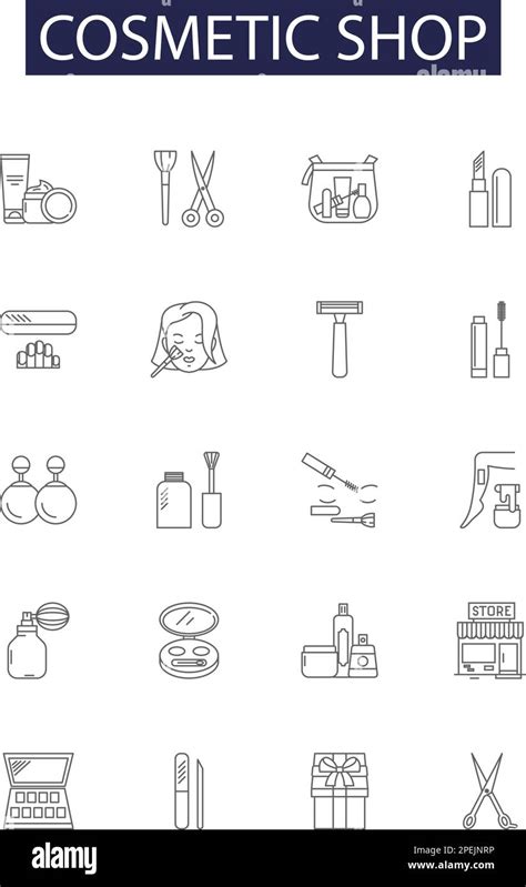 Cosmetic Shop Line Vector Icons And Signs Shop Beauty Makeup