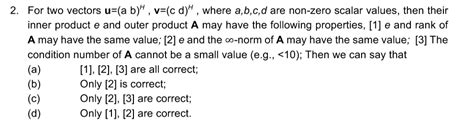 Solved 2 For Two Vectors Uabhvcdh Where Abcd Are