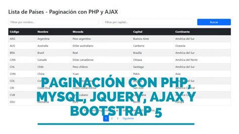 Paginación con PHP Mysql jQuery Ajax y Bootstrap 5