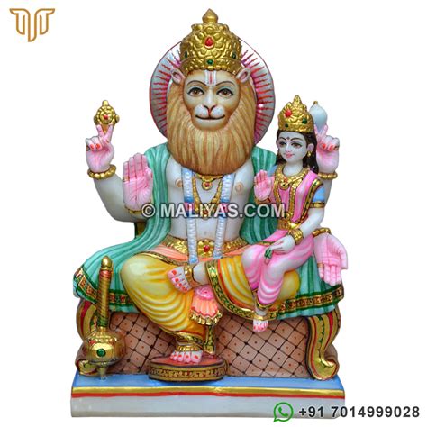 Marble Narsingh Statue With Bhakt Prahlad Marble Statue Of Narsingh