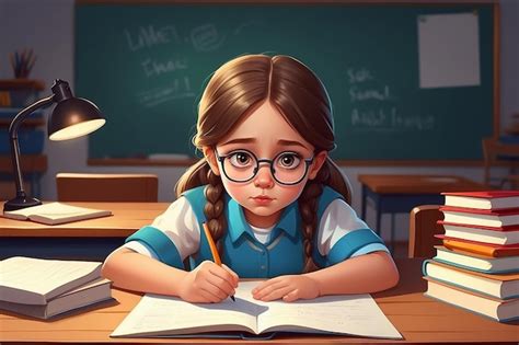 Premium Photo Bored Kid Doing Homework Or Sitting On Boring School Lesson