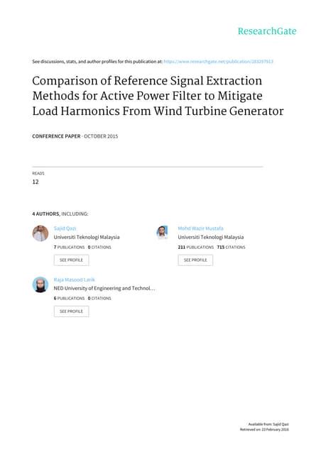 Comparison Of Reference Signal Extraction Methods Pdf