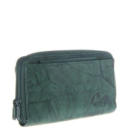 Leather Heiress Double Zip Around Indexer Wallet Forest Green