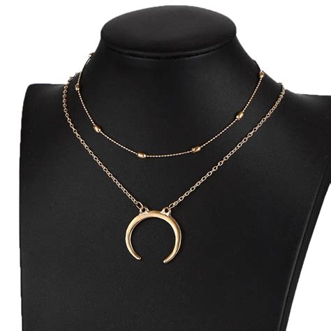 Multilayer Moon Choker Necklace Chain Collar Girlfriend T Ethnic