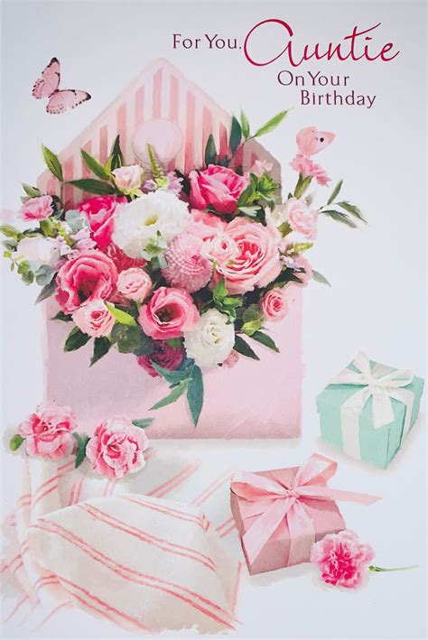 Auntie Birthday Card Flowers Cards Through The