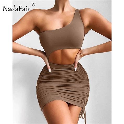 Nadafair Cut Out Sexy Mini Party Summer Dress Club Outfit Ruched One