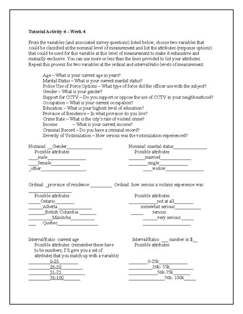 Tutorial Assignment 4 Worksheet Tutorial Activity 4 Week 4 From The