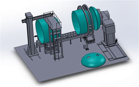 封头组对焊接生产线示意图 Solidworks 2020 模型图纸下载 懒石网