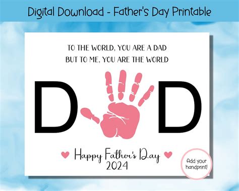 Fathers Day Printable Handprint Art Fathers Day T Fathers Day