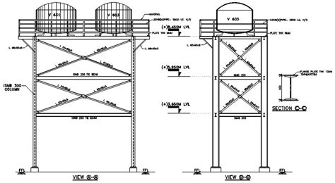 Cooling Tower Plant Of Plan Front Elevation And Side Elevation Is Shown In The Autocad Dwg