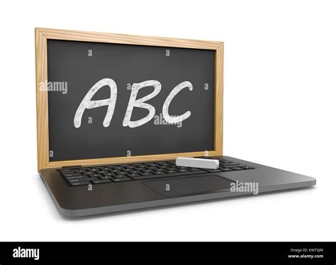 Laptop Computer With An Abc Text Blackboard Instead Of The Display 3d
