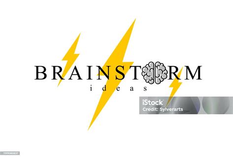 頭腦風暴概念向量標誌或圖示人腦和閃電簡單的符號扁平的現代風格向量圖形及更多人工智能圖片 人工智能 人工造的 人腦 Istock