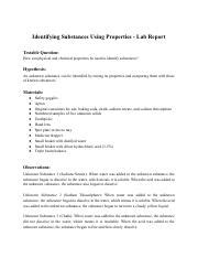 Lab Report Pdf Identifying Substances Using Properties Lab Report Testable Question How Can