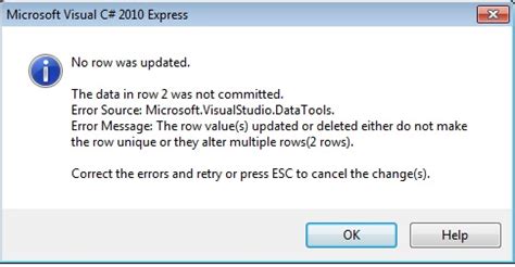 No Row Was Deleted Updated Error With Sql Server In C Winforms