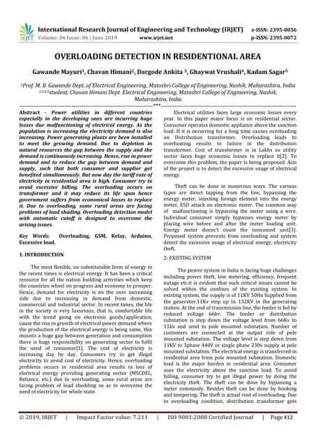 irjet overloading detection in residentional area pdf