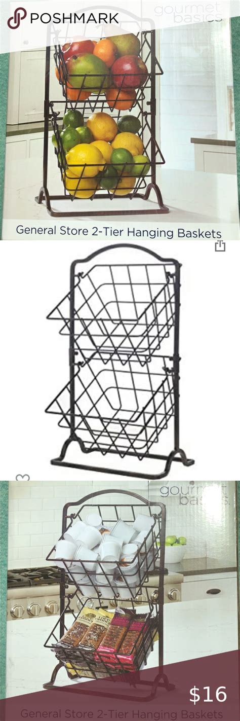 Gourmet Basics By Mikasa General Store 2 Tier Hanging Basket Antique