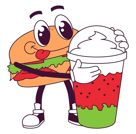 Groovy Burger Cartoon Character 23350643 Vector Art At Vecteezy