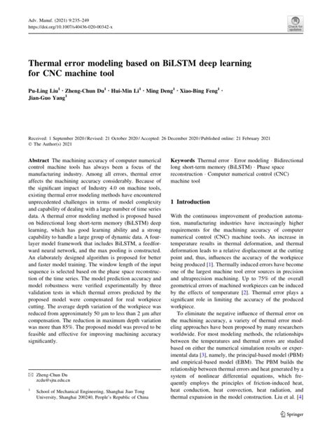 Thermal Error Modeling Based On Bilstm Deep Learning For Cnc Machine