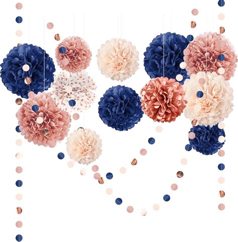 Aobkiat Birthday Party Decorations Set15pcs Navy Rose