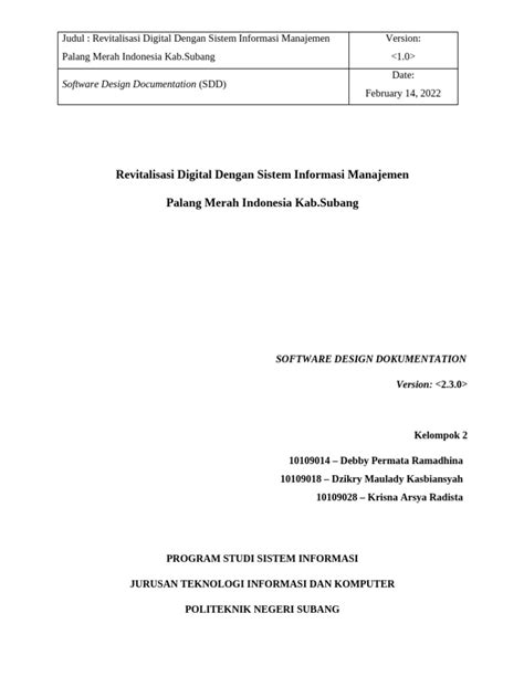 Software Design Description Sdd Pdf