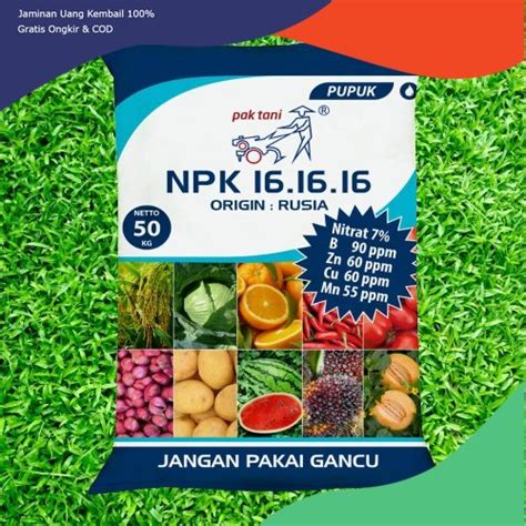Jual Pupuk NPK Biru Pak Tani 16 16 16 Origin Rusia Untuk Fase Vegetatif