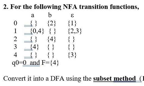 solved 2 for the following nfa transition functions a b e