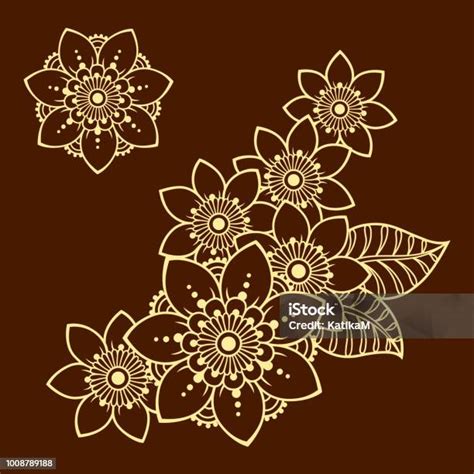 멘디 헤나 그림을 문신에 대 한 꽃 패턴의 집합입니다 민족 동양 인도 스타일에서 장식입니다 0명에 대한 스톡 벡터 아트 및 기타 이미지 Istock