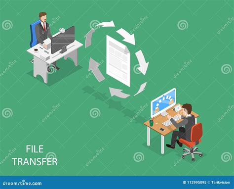 File Transfer Flat Isometric Vector Concept Stock Vector