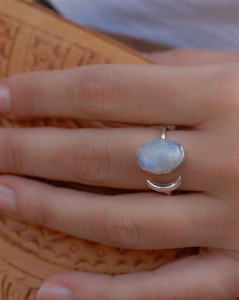 Moonstone Ring ~ Sterling Silver 925 ~mr003 10 Minimalist Moonstone