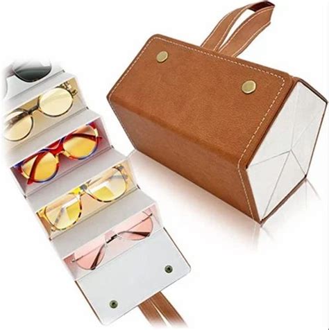 Brown Pu Leather Krishyam Sunglasses Organizer 5 Slots Travel Glasses