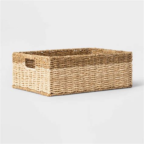 Threshold Palm Leaf And Seagrass Folio Bin White Home Office Supplies On Sale