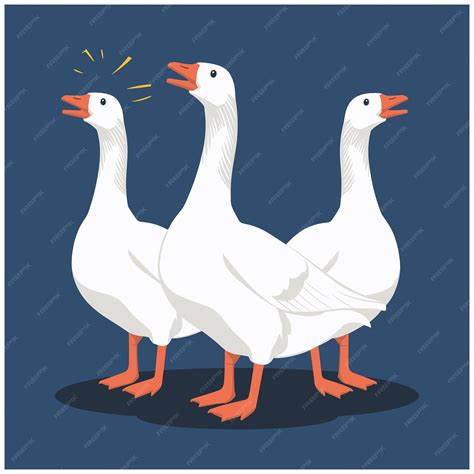 Premium Vector Set Of Cute White Goose Vector Goose Illustration