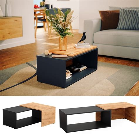 Table Basse Blanc Et Chêne Table Basse Rectangulaire Extensible