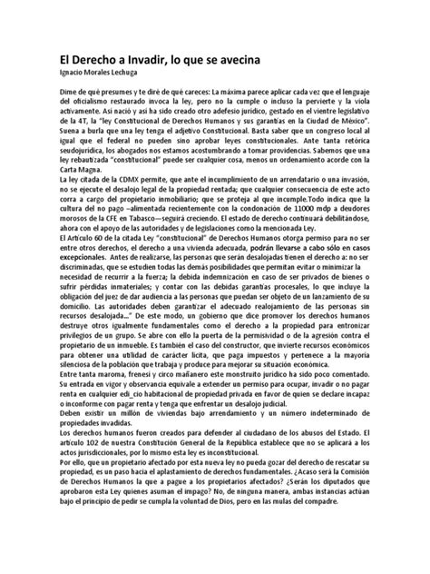 El Derecho A Invadir Pdf Propiedad Derechos Humanos