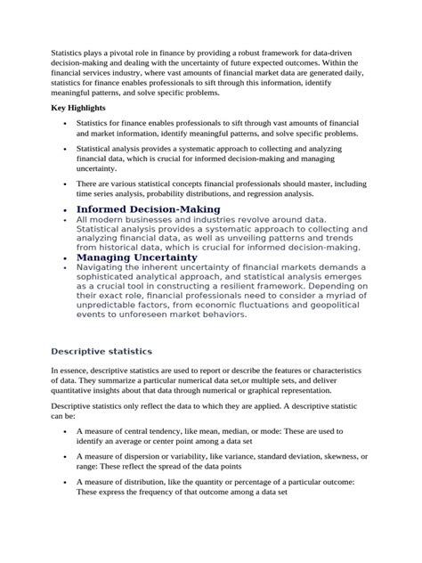financial learning pdf statistics statistical inference