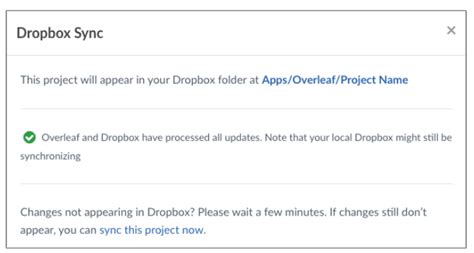 Dropbox Synchronization Overleaf Editor LaTeX Online