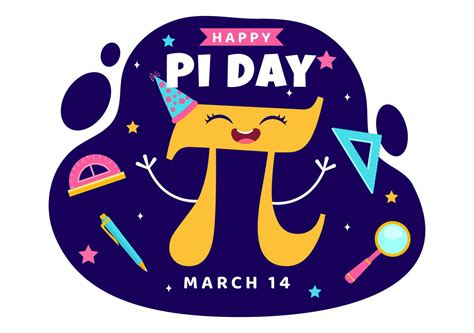 Happy Pi Day Vector Illustration With On 14v March Mathematical Constants Greek Letters Or