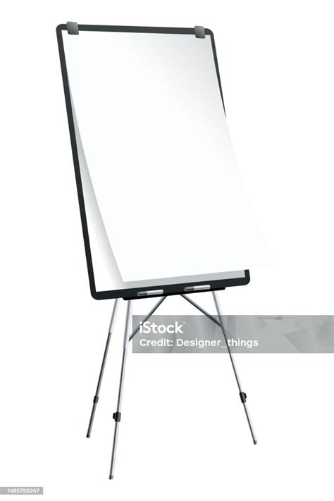 플립차트 모형 프리젠테이션과 세미나 화이트보드에는 백지 시트가 있다 텍스트를 위한 공간이 있는 삼각대에 있는 플립 차트 흰색 배경에 분리된 벡터 그림 플립차트에 대한 스톡