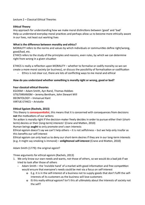 Classical And Contempory Ethics Lecture 2 Classical Ethical Theories