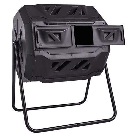 Kffkff Composting Container 43 Gallon Double Chamber Rotating Compost