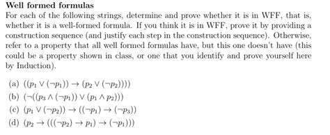 [solved] well formed formulas for each of the following strings