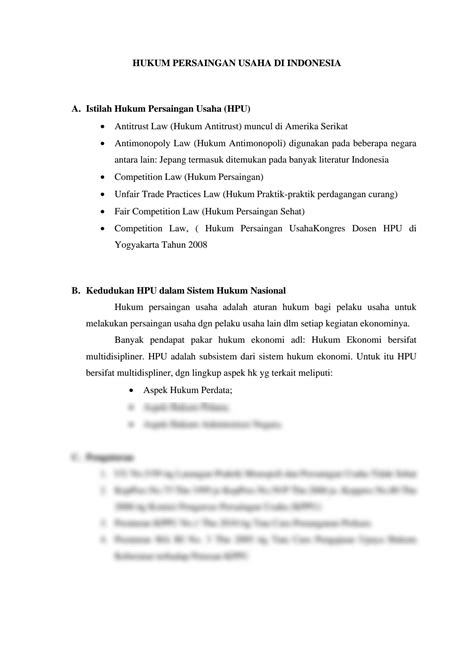 Solution Kedudukan Hukum Persaingan Usaha Di Indonesia Studypool