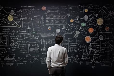 Premium Ai Image A Man Looking At Diagrams On A Blackboard Style Of