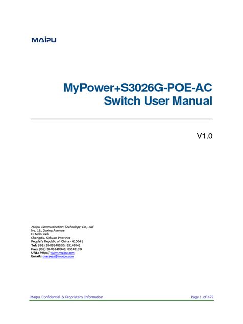 Manual Maipu Switch S3026g Poe Ac User Manual10 Pdf Computer