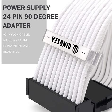 Motherboard Atx 24 Pin Sleeved Psu Power Supply Cable Extension With 90