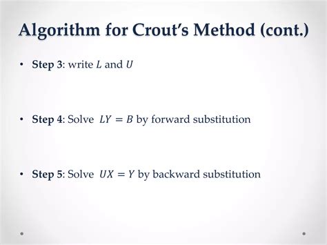 Crout S Method For Solving System Of Linear Equations Pptx Physics