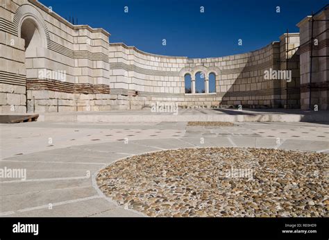 The ruins of Great Basilica at the ancient Bulgarian capital Pliska ...