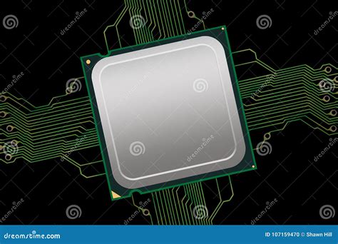 Generic Cpu With Electrical Connections Stock Illustration